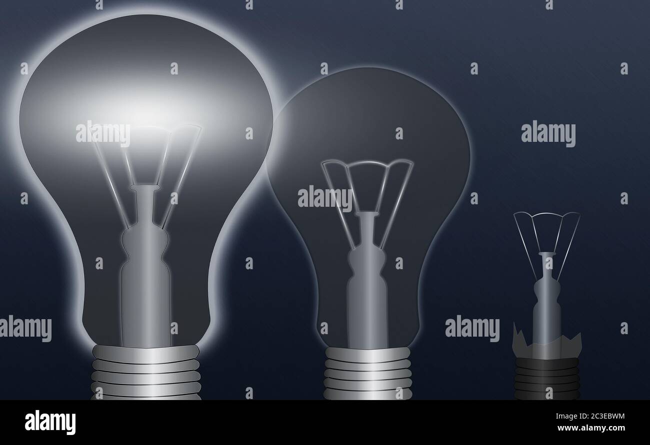 Realistic Colored Vintage Light Bulbs, Idea Sign Solution Thinking ...