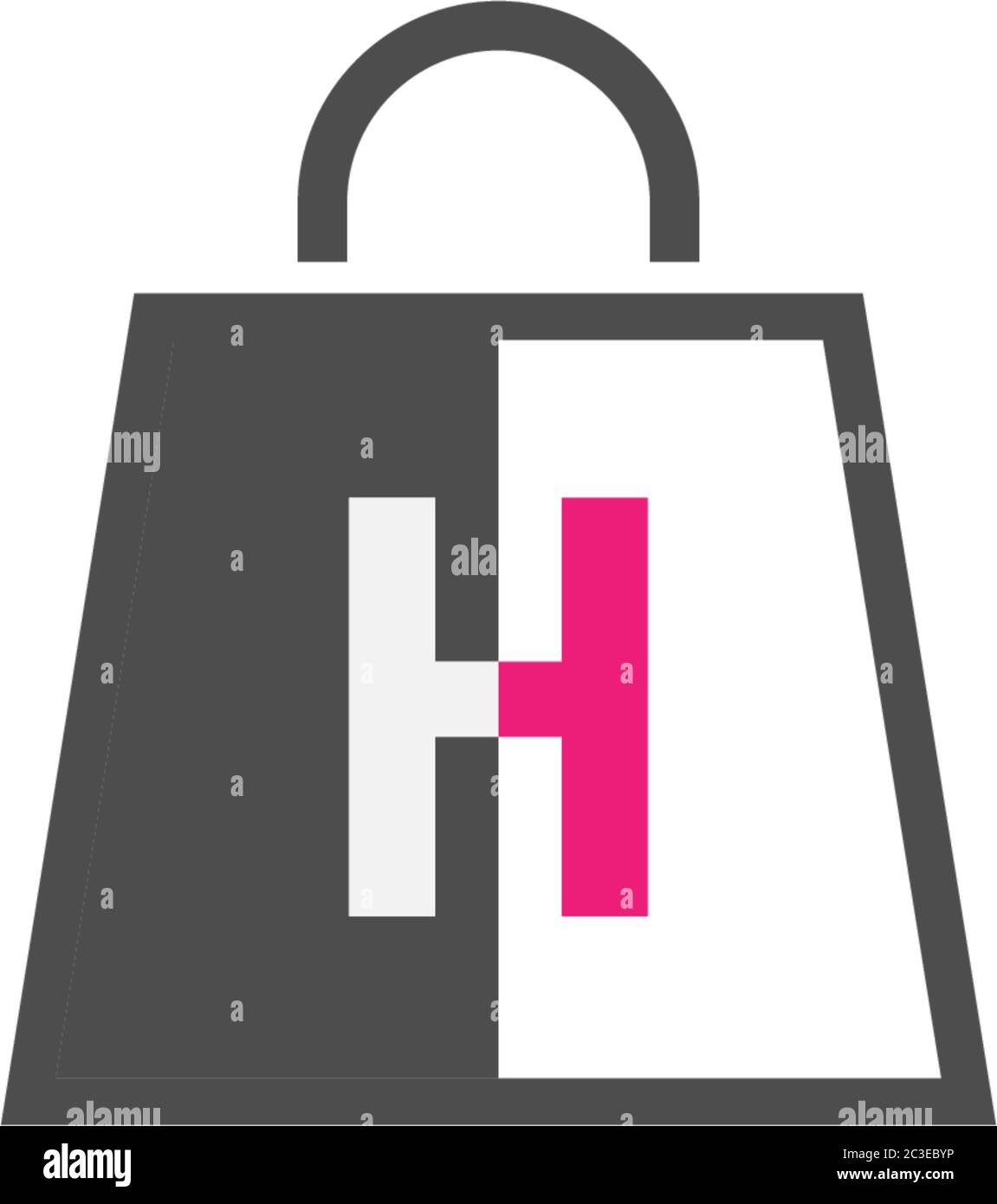 Letter H on shopping bag. Abstract shopping logo. Online shop logo ...