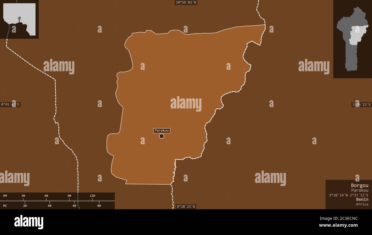 Borgou, department of Benin. Patterned solids with lakes and rivers ...