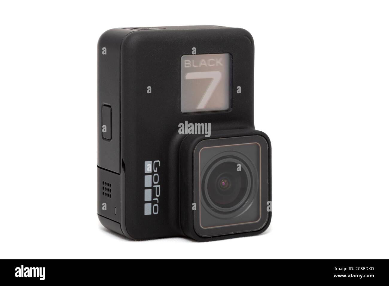 Moscow. November 2018. GoPro HERO 7 Black product front and side view ...
