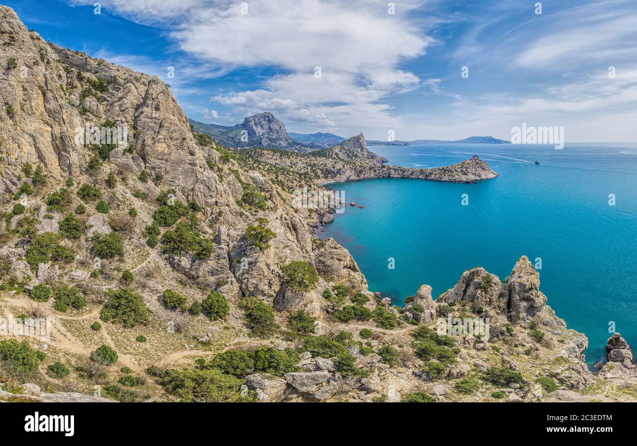 Beautiful seascape, panorama of cape Kapchik to the Galitsin Trail and ...