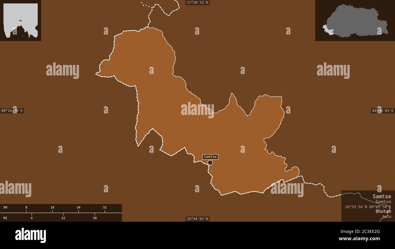 Samtse, district of Bhutan. Patterned solids with lakes and rivers ...