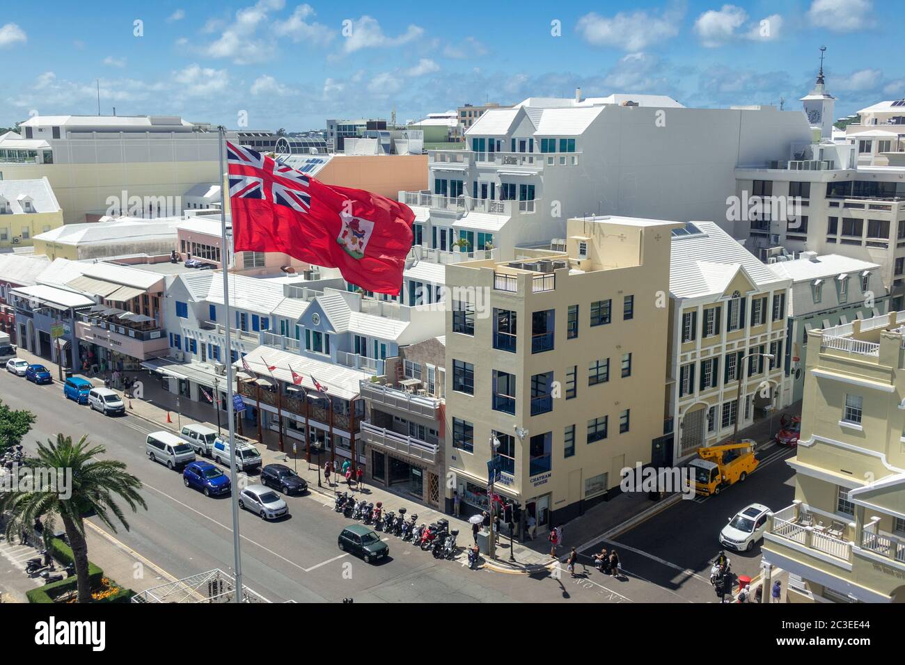 Large Bermuda Flag On Front Street Downtown Hamilton City Centre ...