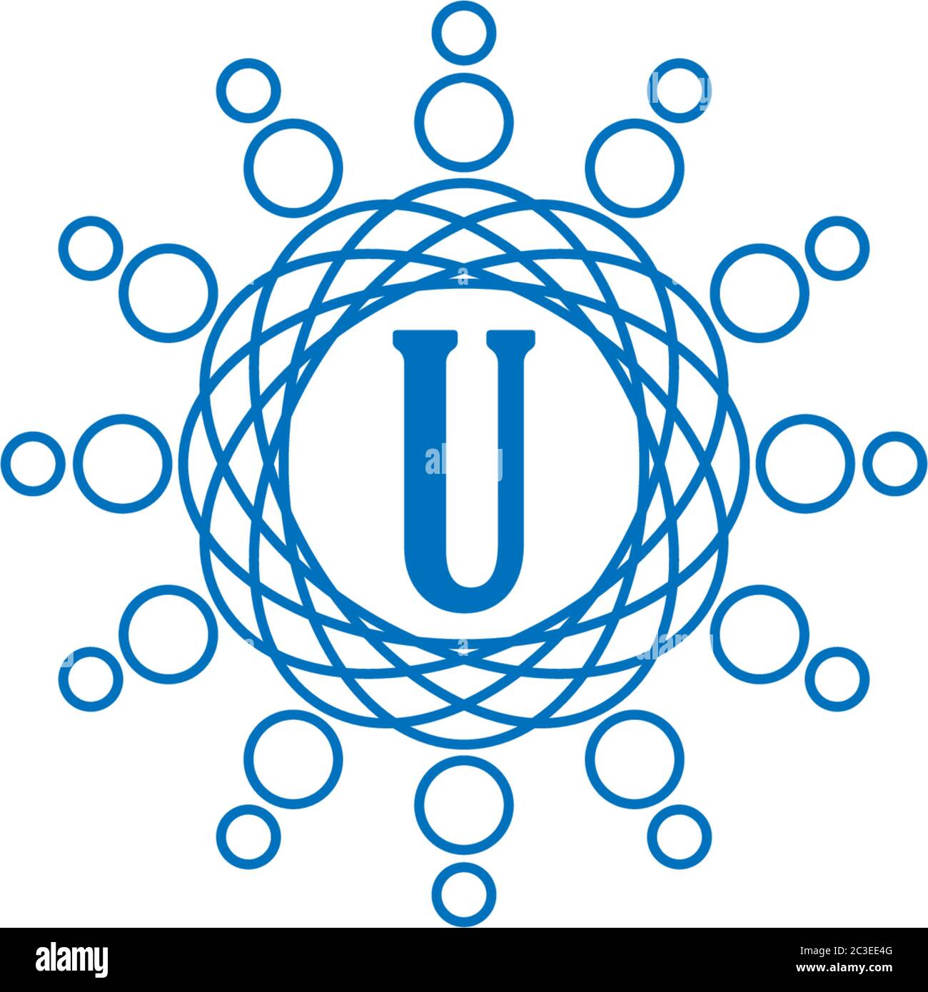 Letter U logotype in blue color design concept illustration Stock ...
