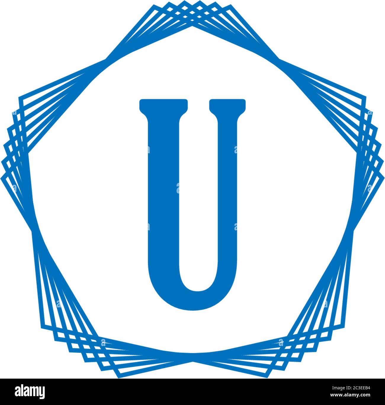 Letter U logotype in blue color design concept illustration Stock ...