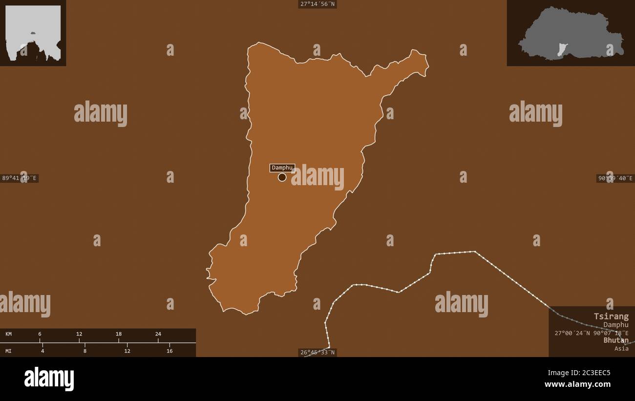 Tsirang, district of Bhutan. Patterned solids with lakes and rivers ...