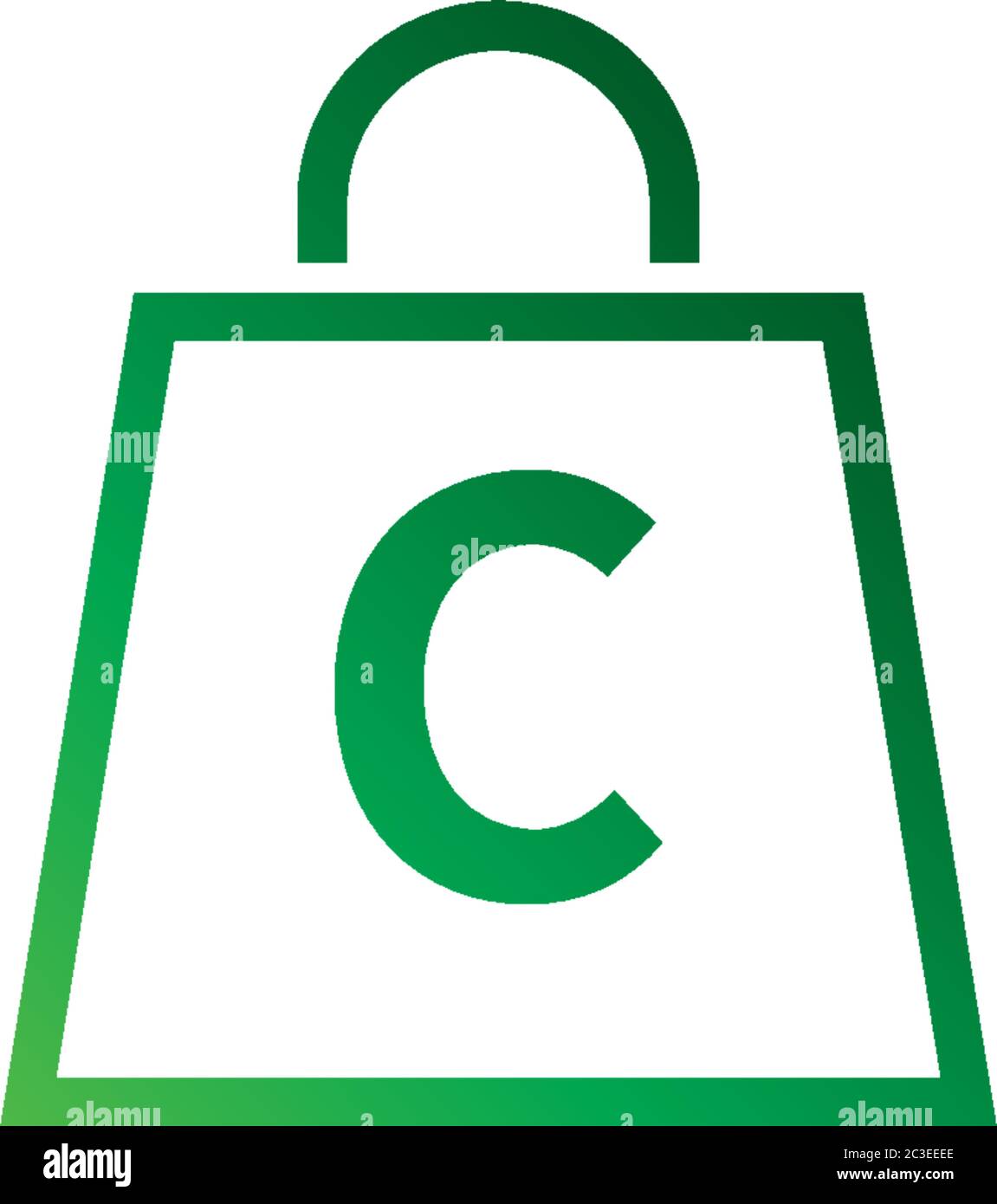 Letter C on shopping bag. Abstract shopping logo. Online shop logo ...