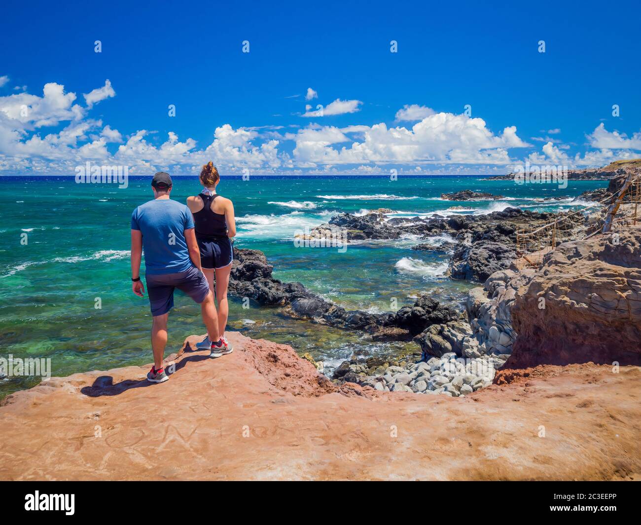 Ho'okipa Beach Park in Maui Hawaii, renowned windsurfing and surf site ...