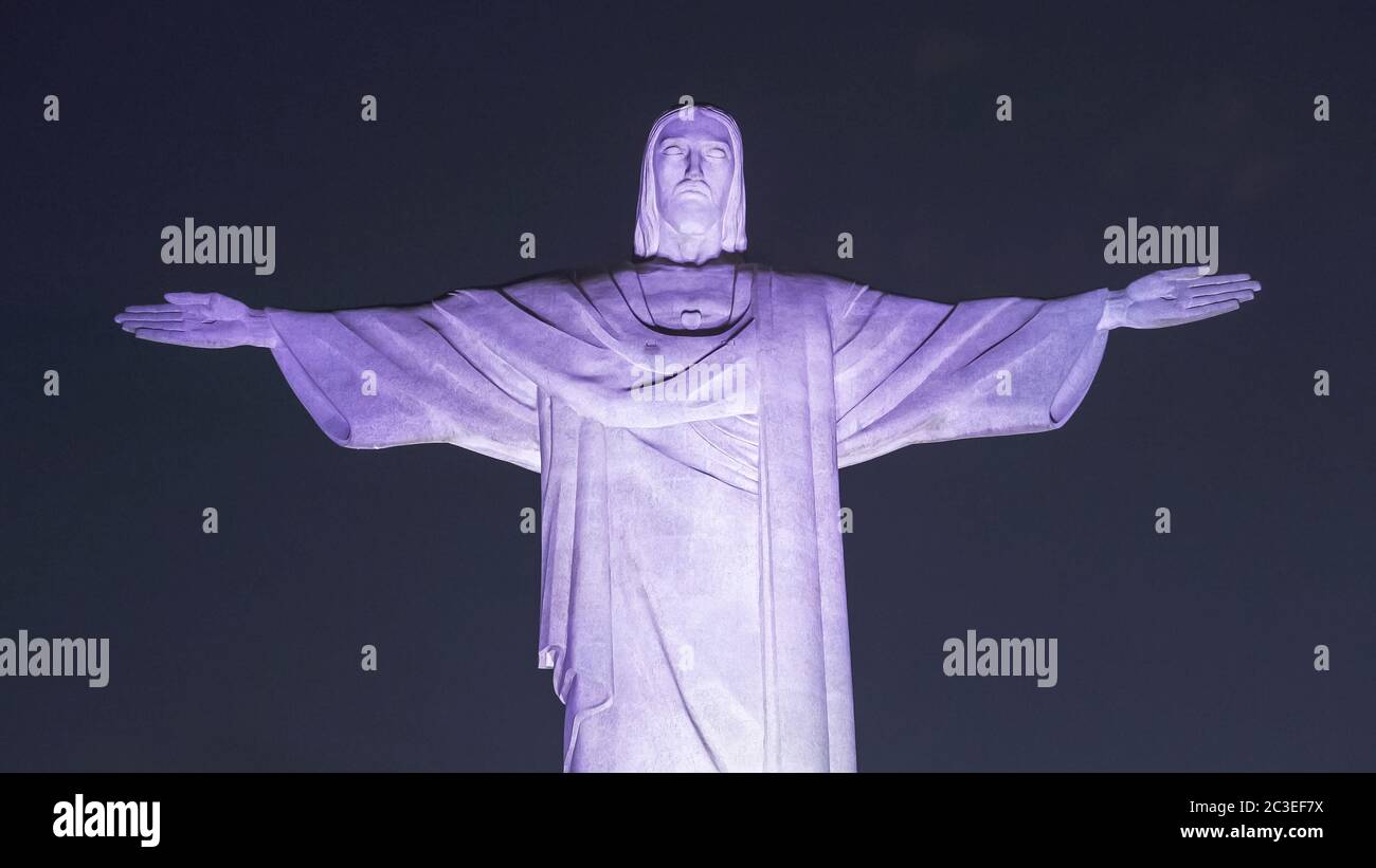 RIO DE JANEIRO, BRAZIL- 26, MAY, 2016: night close up of christ the ...