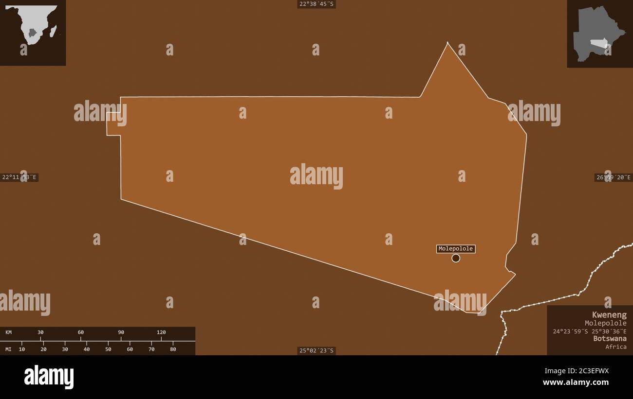 Kweneng, district of Botswana. Patterned solids with lakes and rivers ...