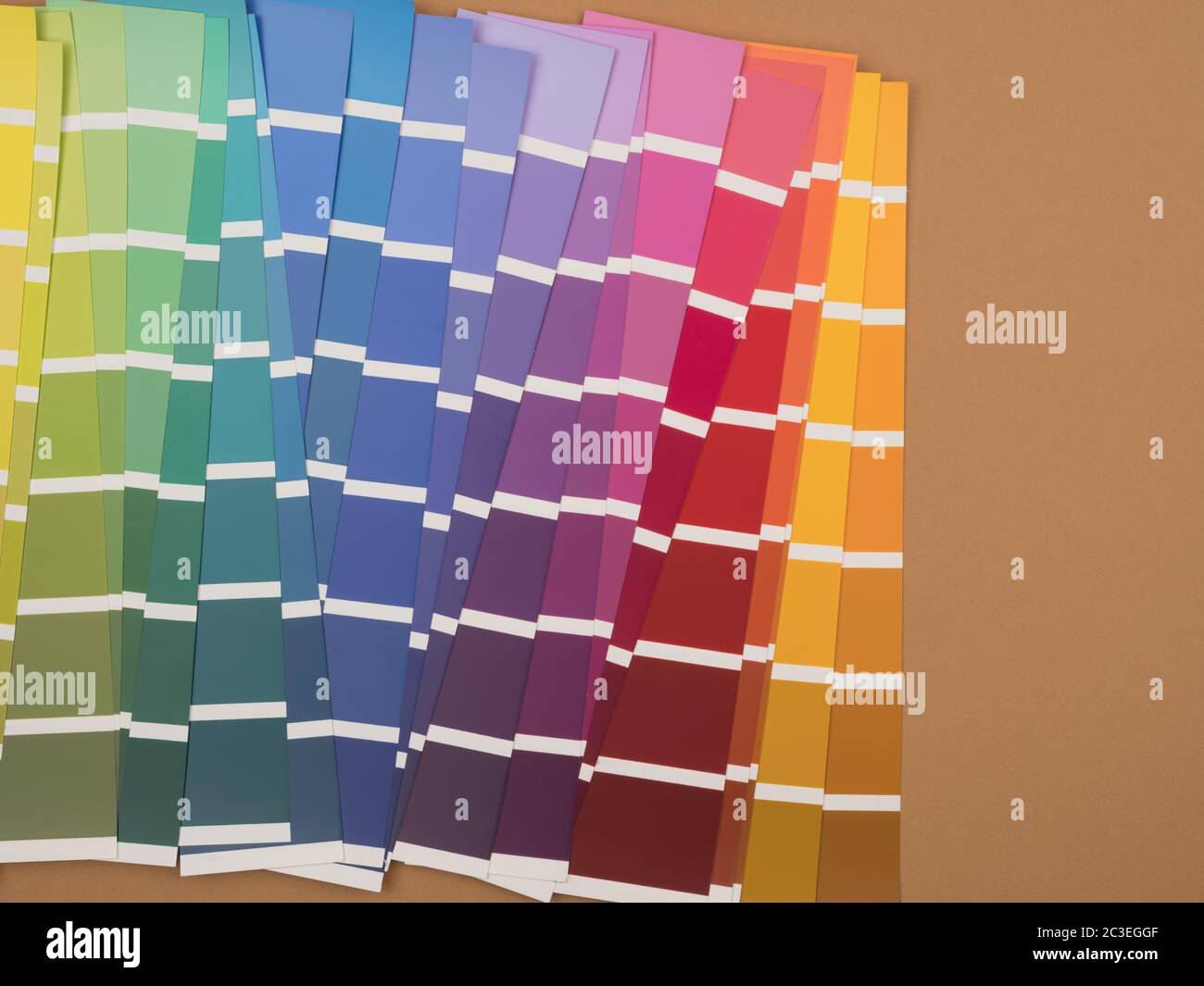 Palette of colors. Vivid shades. Beige background. The view from the ...