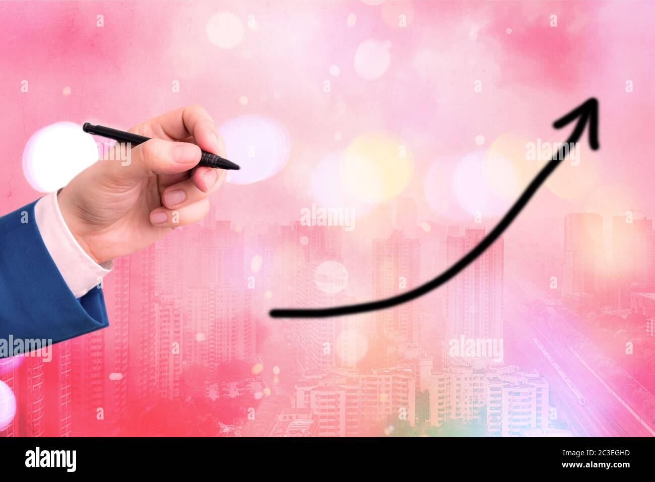 Digital Arrowhead Curve Rising Upward Denoting Growth Development ...