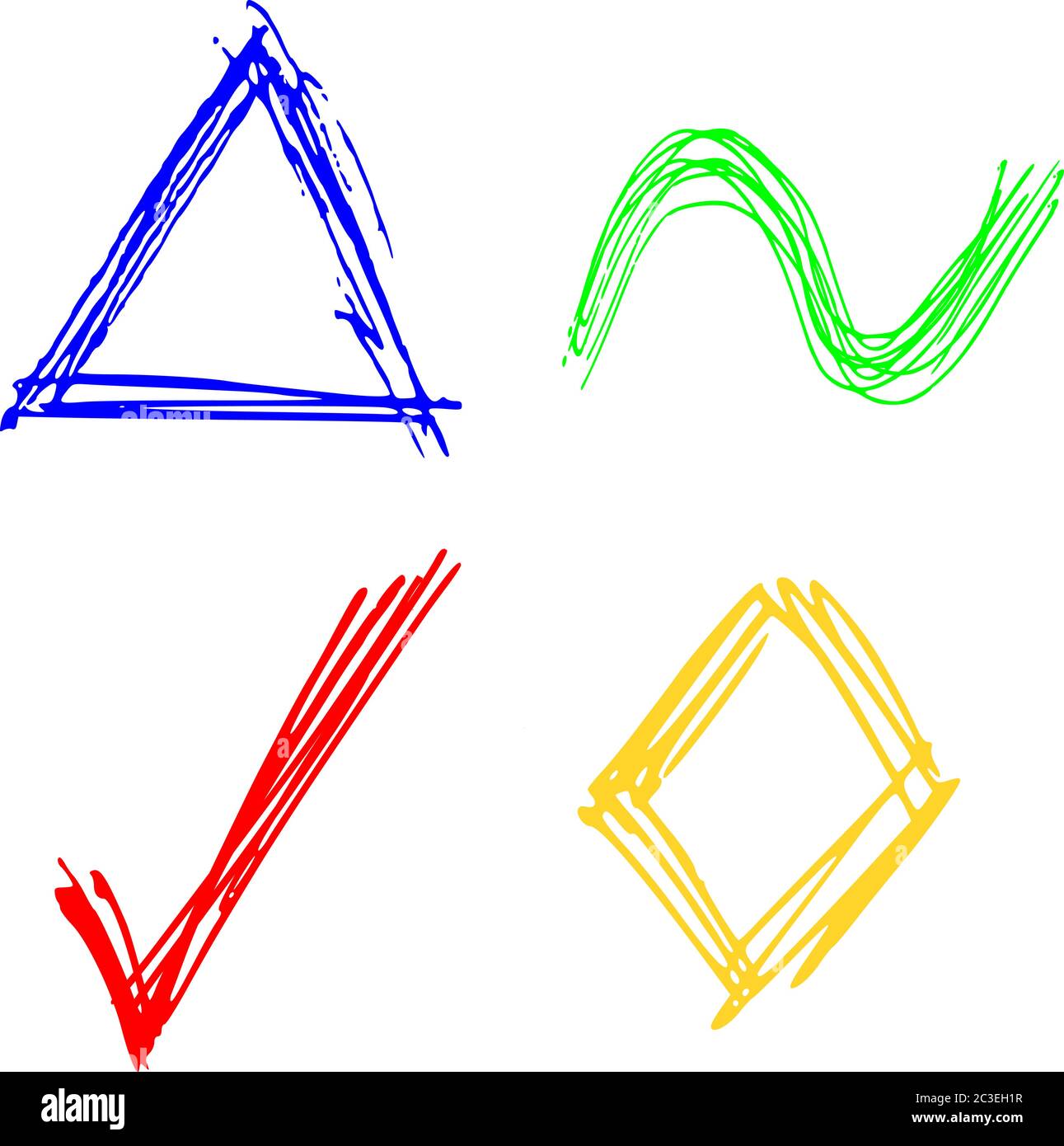 Basic design elements, triangle, sine wave, tick mark, diamond Stock ...