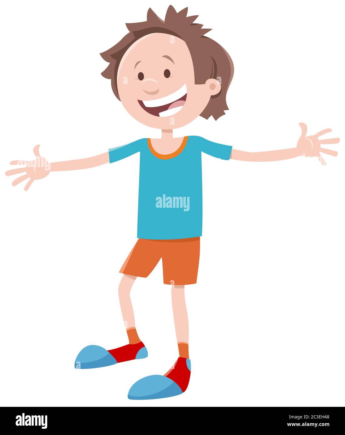 Cartoon happy boy open arms hi-res stock photography and images - Alamy