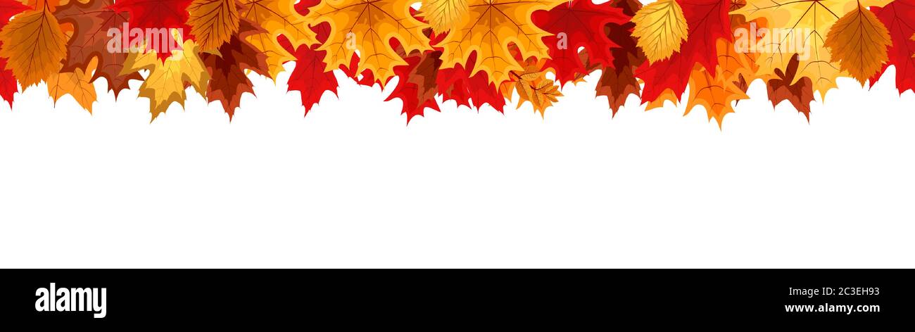 Autumn Seamless Border with Falling Autumn Leaves. Vector Illustration ...