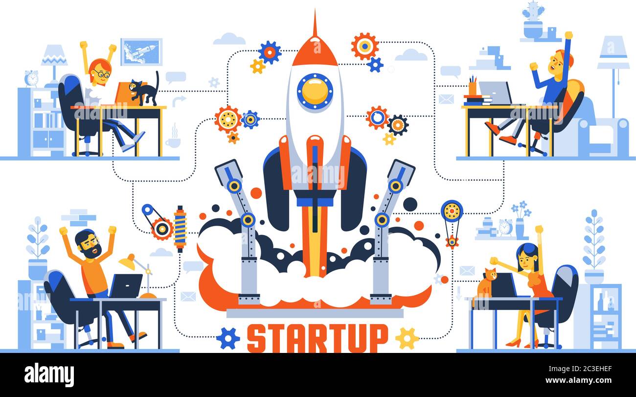 Startup rocket launch creative concept Stock Vector Image & Art - Alamy