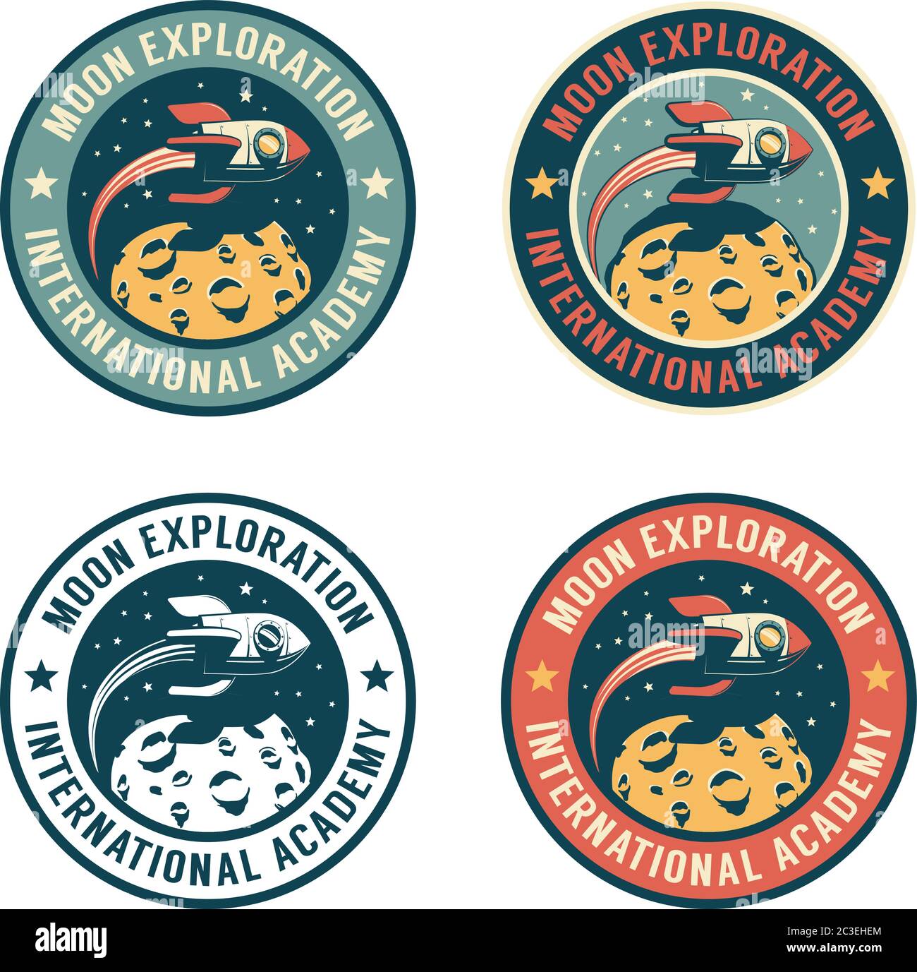 Rocket space retro sticker Stock Vector Images - Alamy