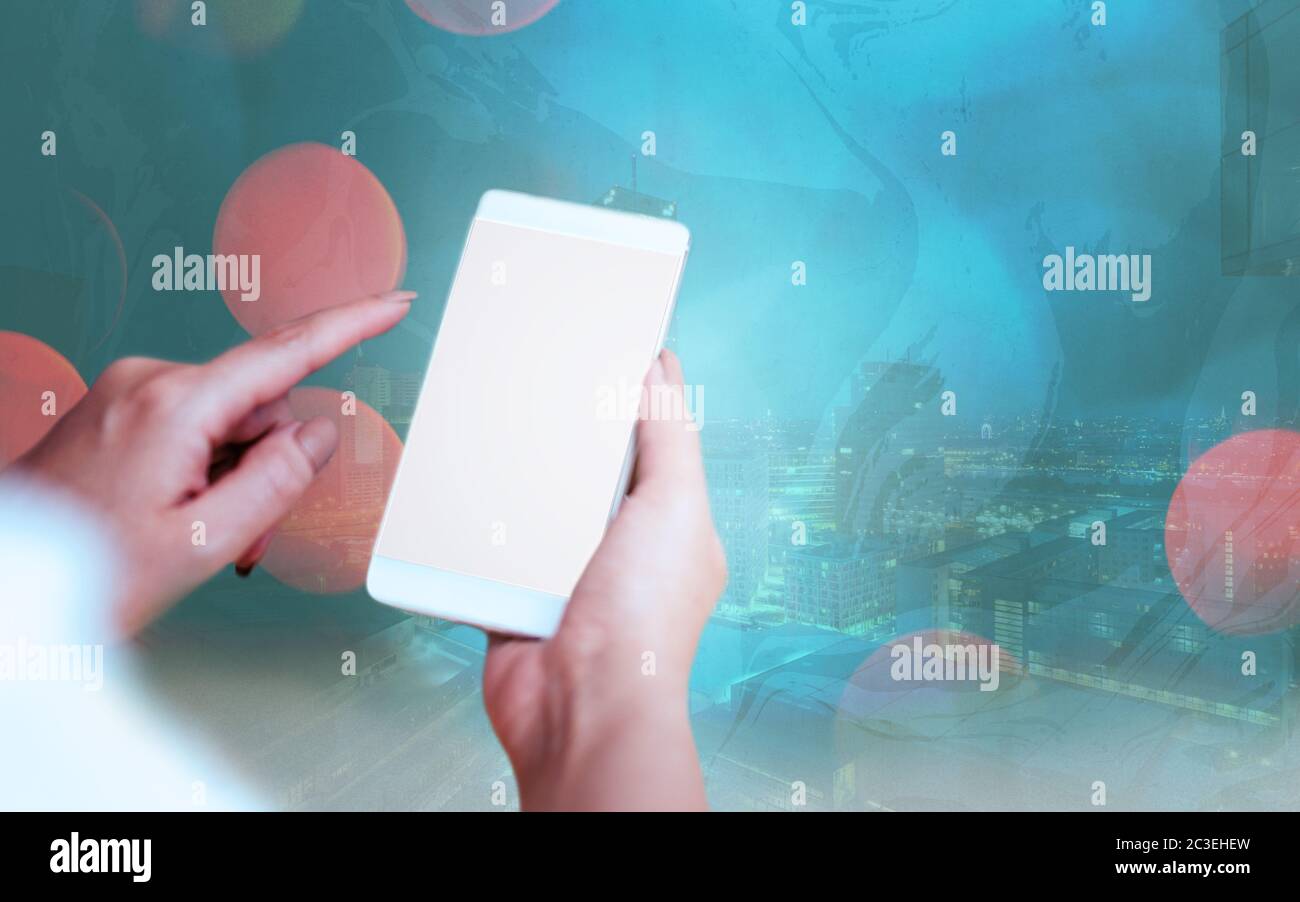 Modern Gadgets With White Display Screen Under Colorful Bokeh ...
