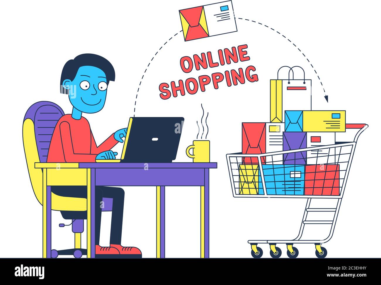 Supermarket app laptop Stock Vector Images - Alamy