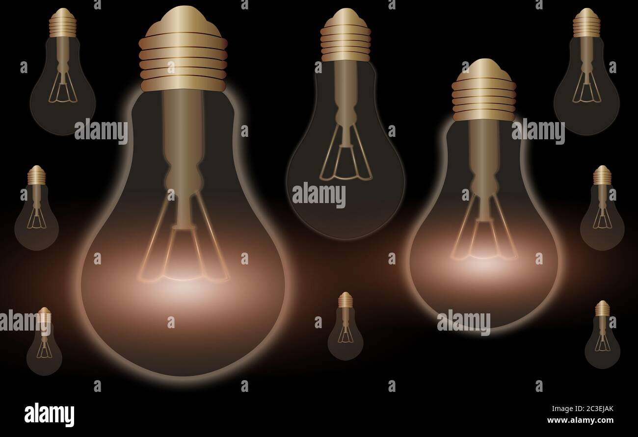 Realistic Colored Vintage Light Bulbs, Idea Sign Solution Thinking ...