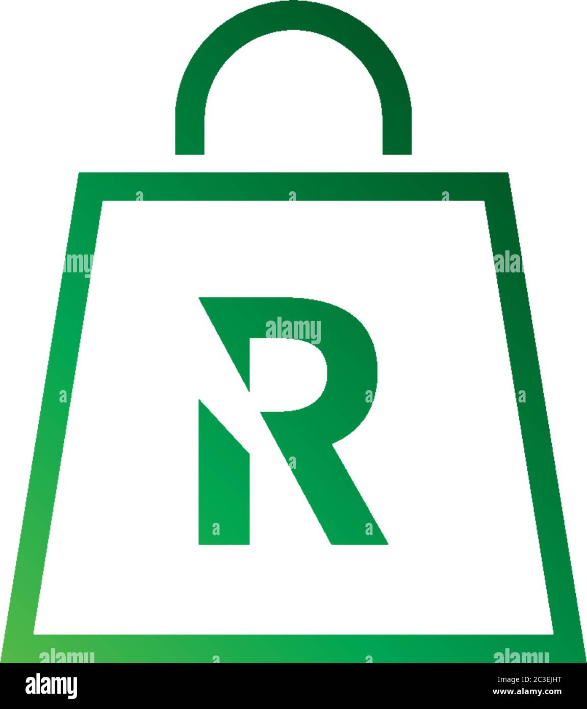 Letter R on shopping bag. Abstract shopping logo. Online shop logo ...