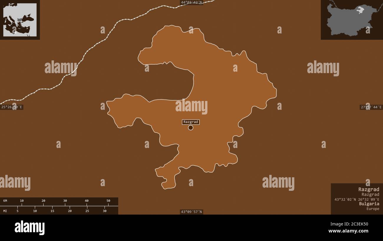 Razgrad, province of Bulgaria. Patterned solids with lakes and rivers ...