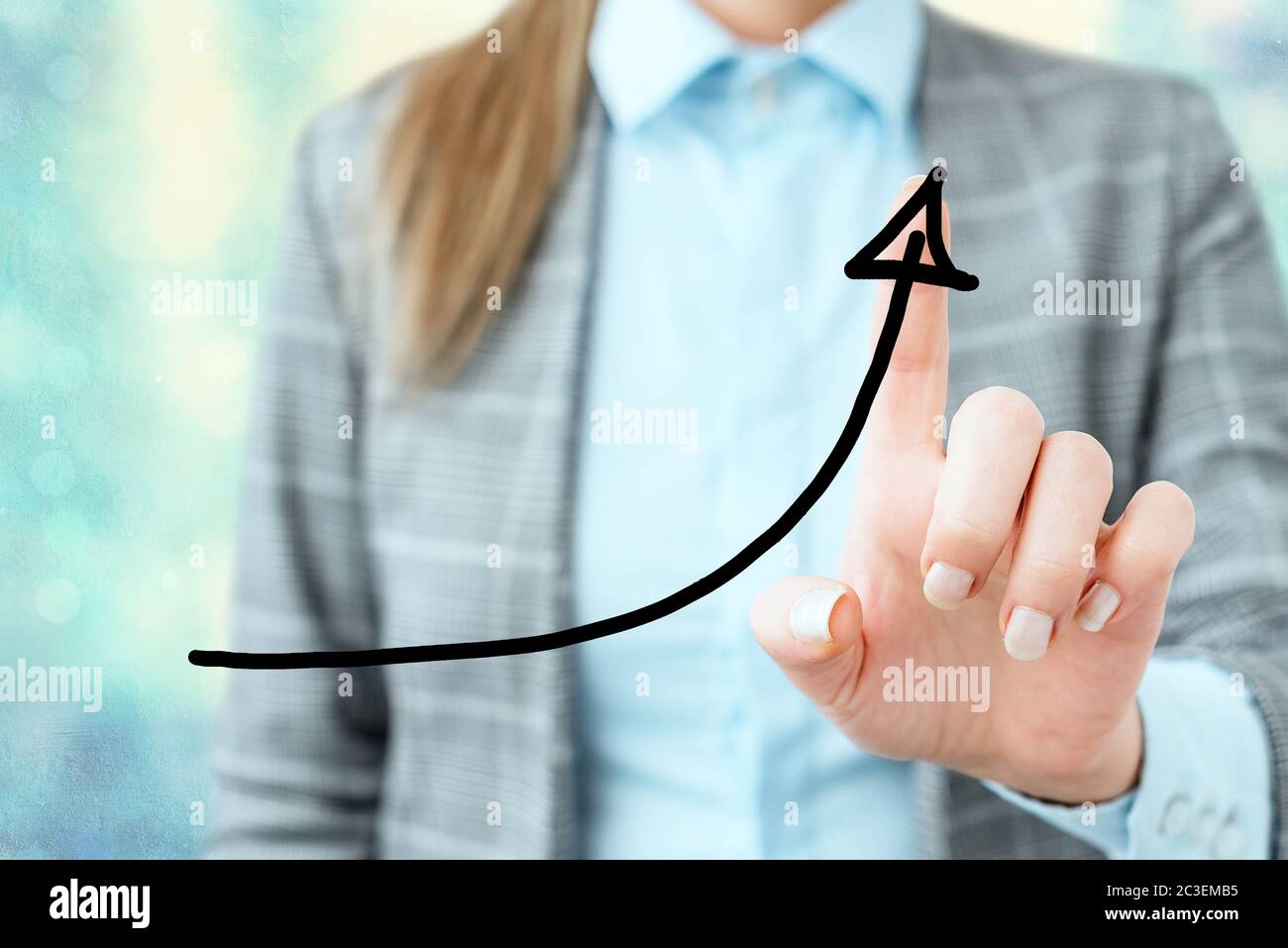 Digital Arrowhead Curve Rising Upward Denoting Growth Development ...