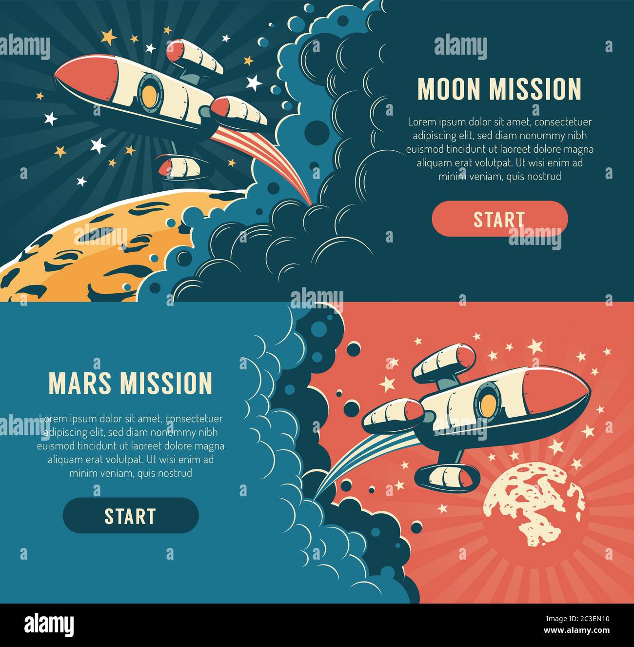 Vintage space rocket poster High Resolution Stock Photography and ...