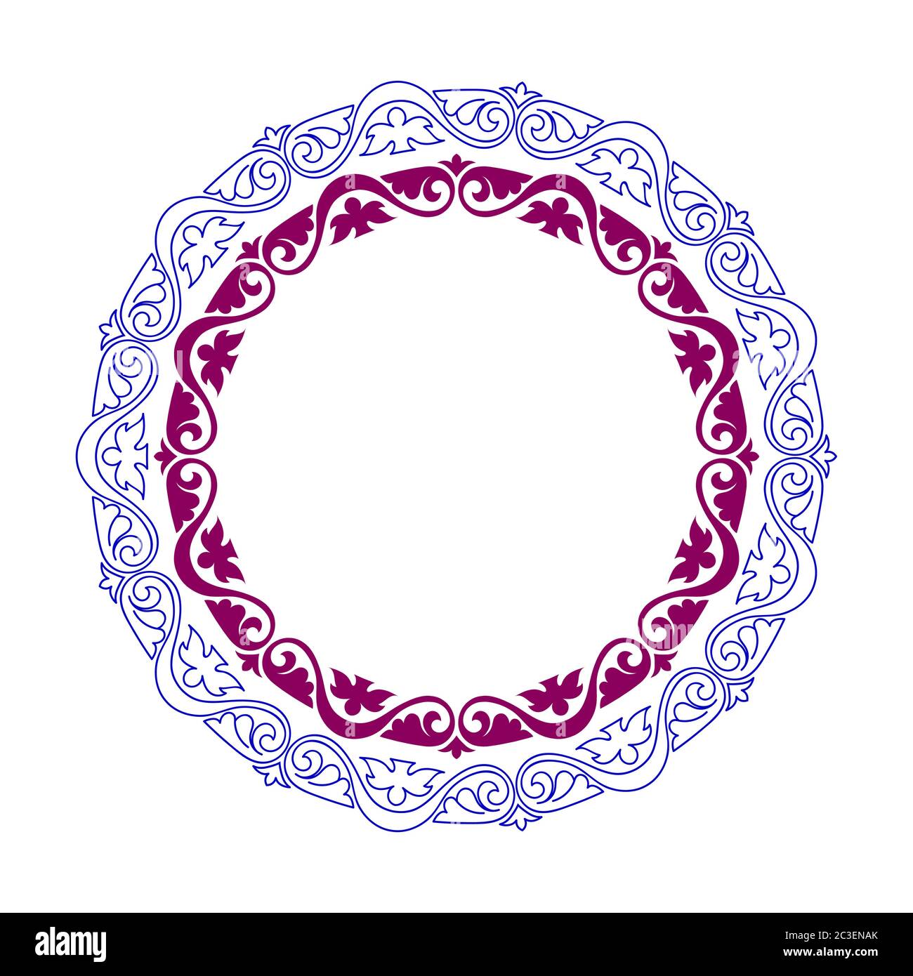 Decorative round frame border with antique baroque style. Vector ...