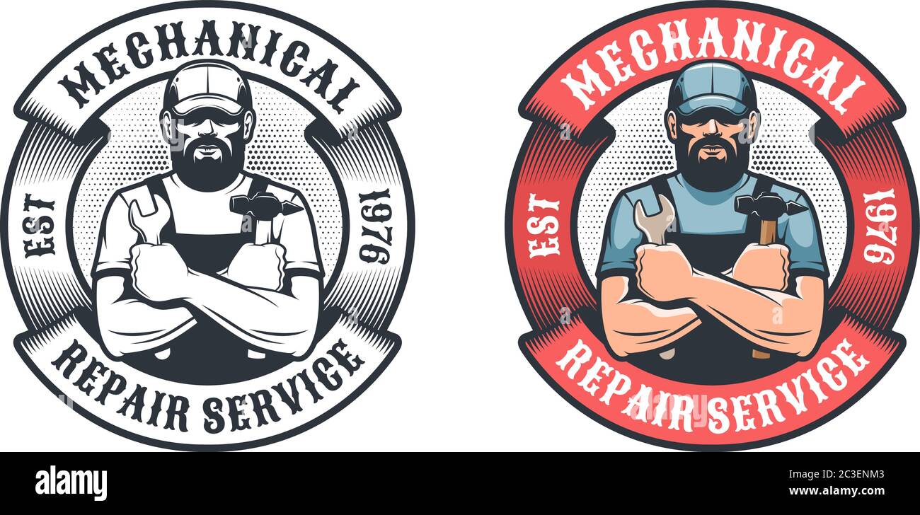 Mechanical repair service retro logo Stock Vector Image & Art - Alamy