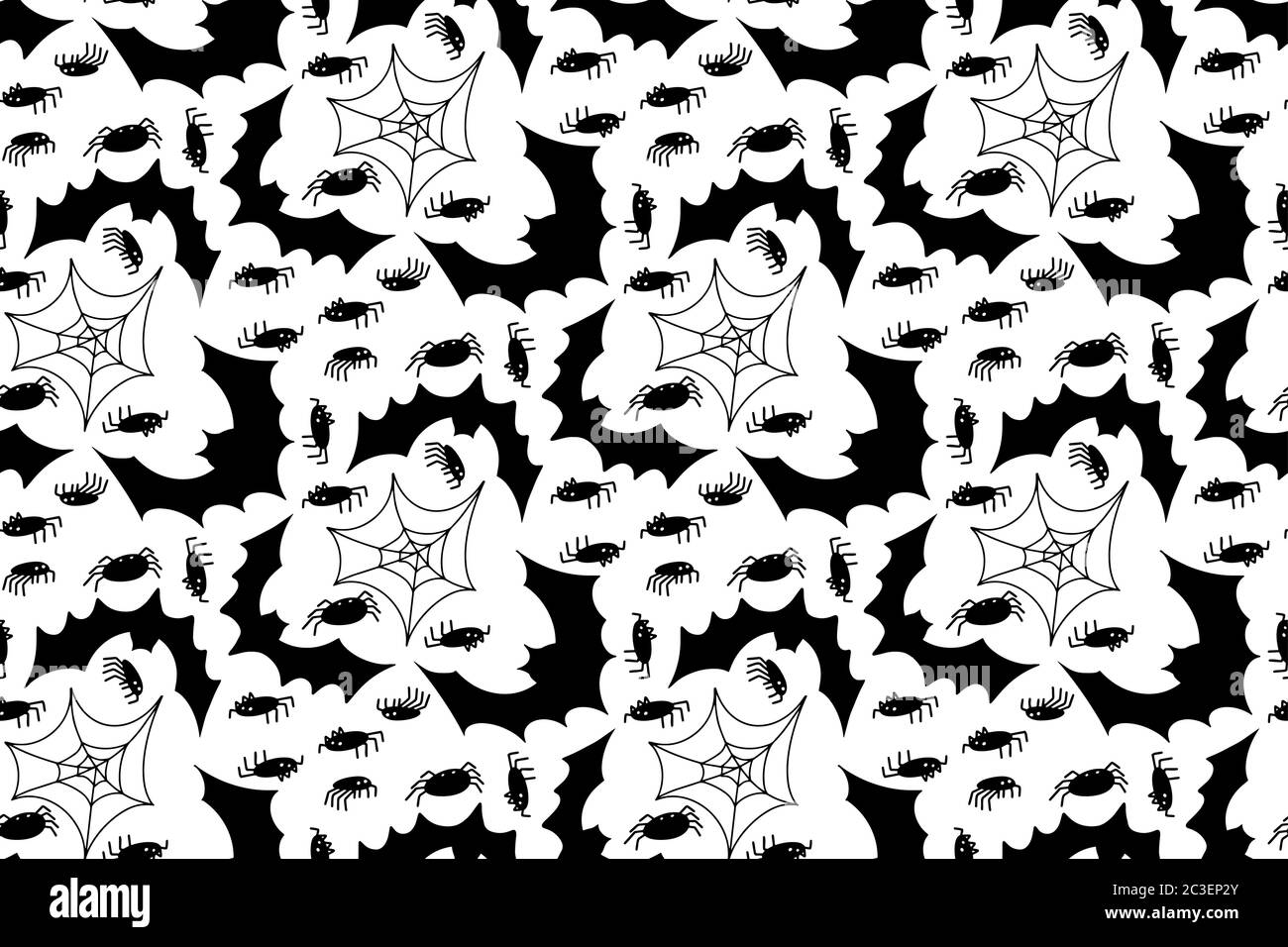 Halloween background seamless pattern bat, spider, web. Vector ...