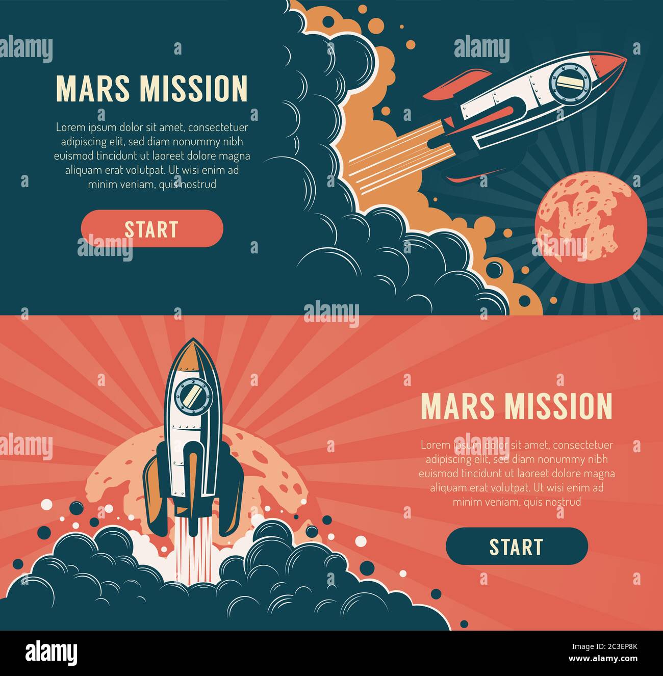 Rocket launch startup flyer - vintage style Stock Vector Image & Art ...