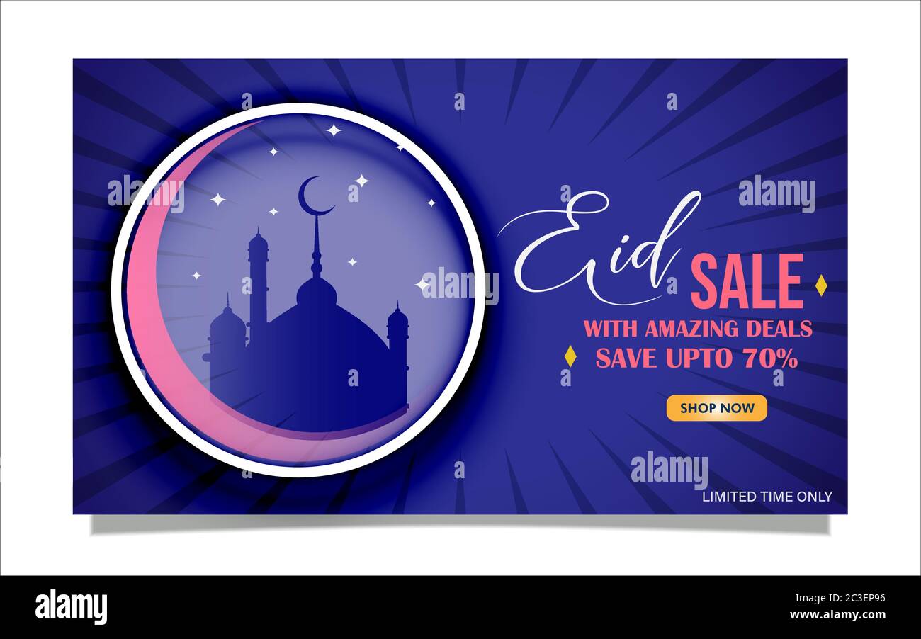 Eid sale, web header or banner design with crescent moon, and save upto ...