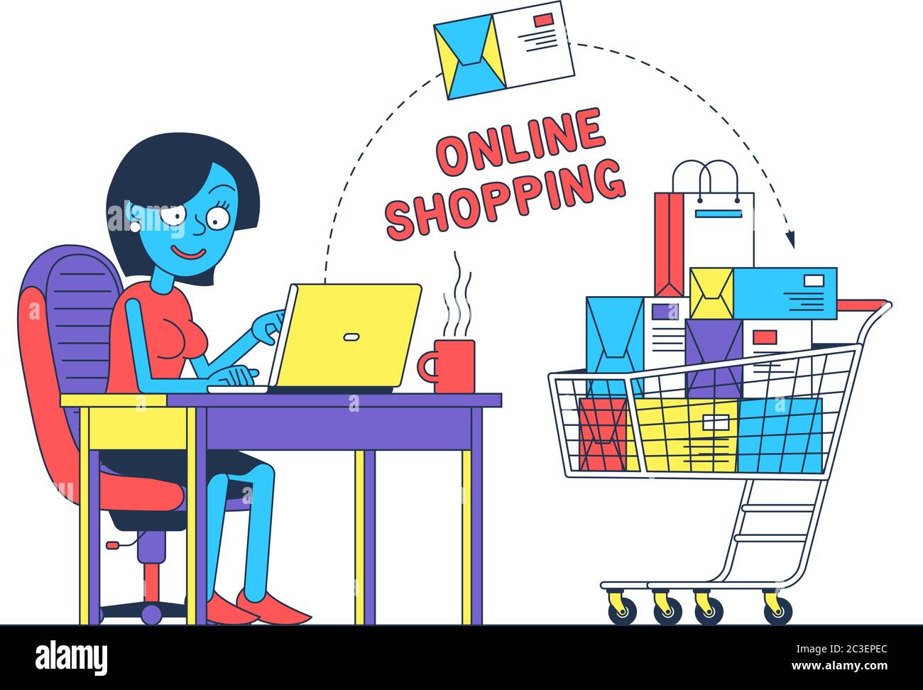 Supermarket app laptop Stock Vector Images - Alamy