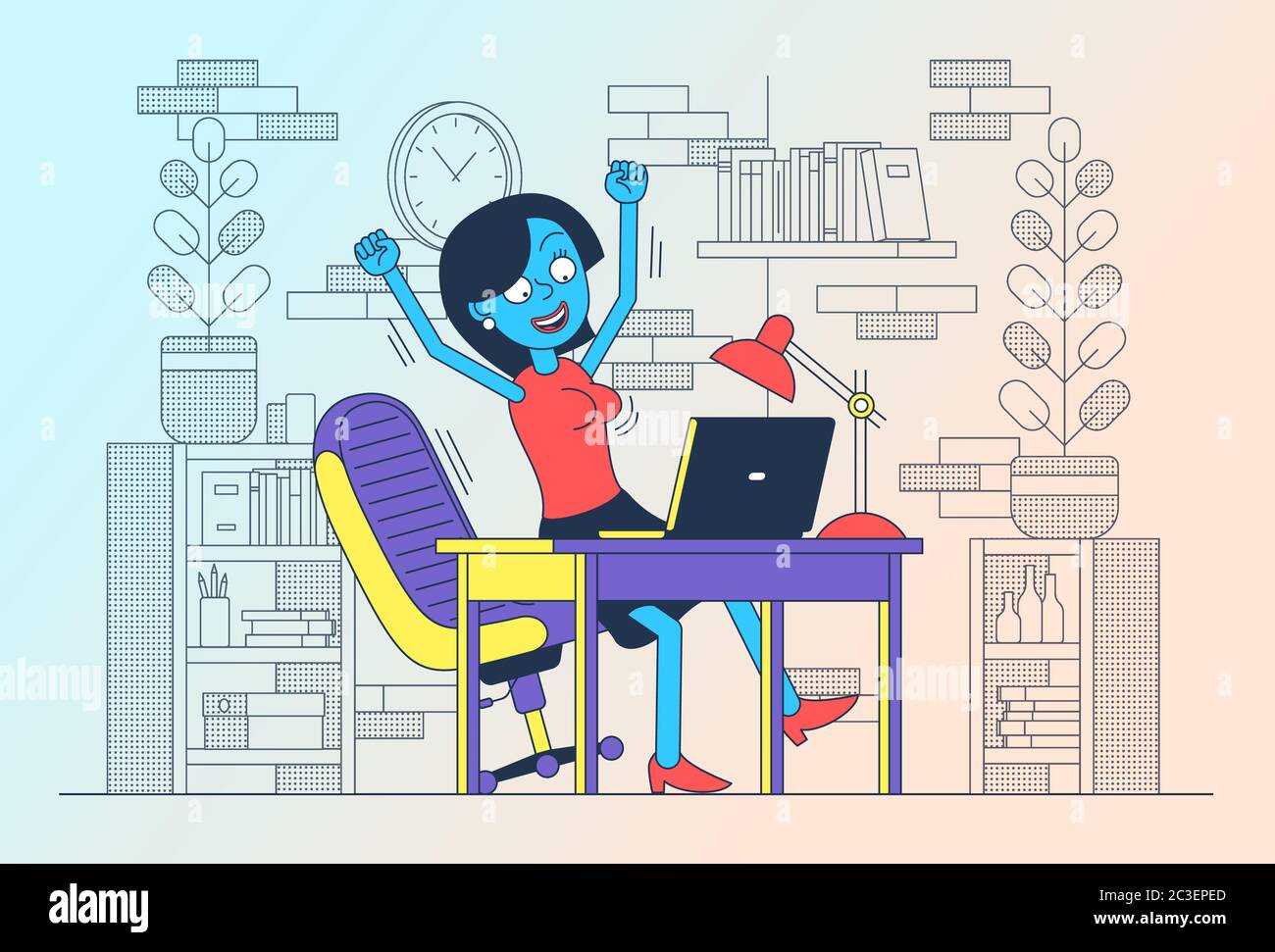 Happy joyful woman girl Stock Vector Images - Alamy