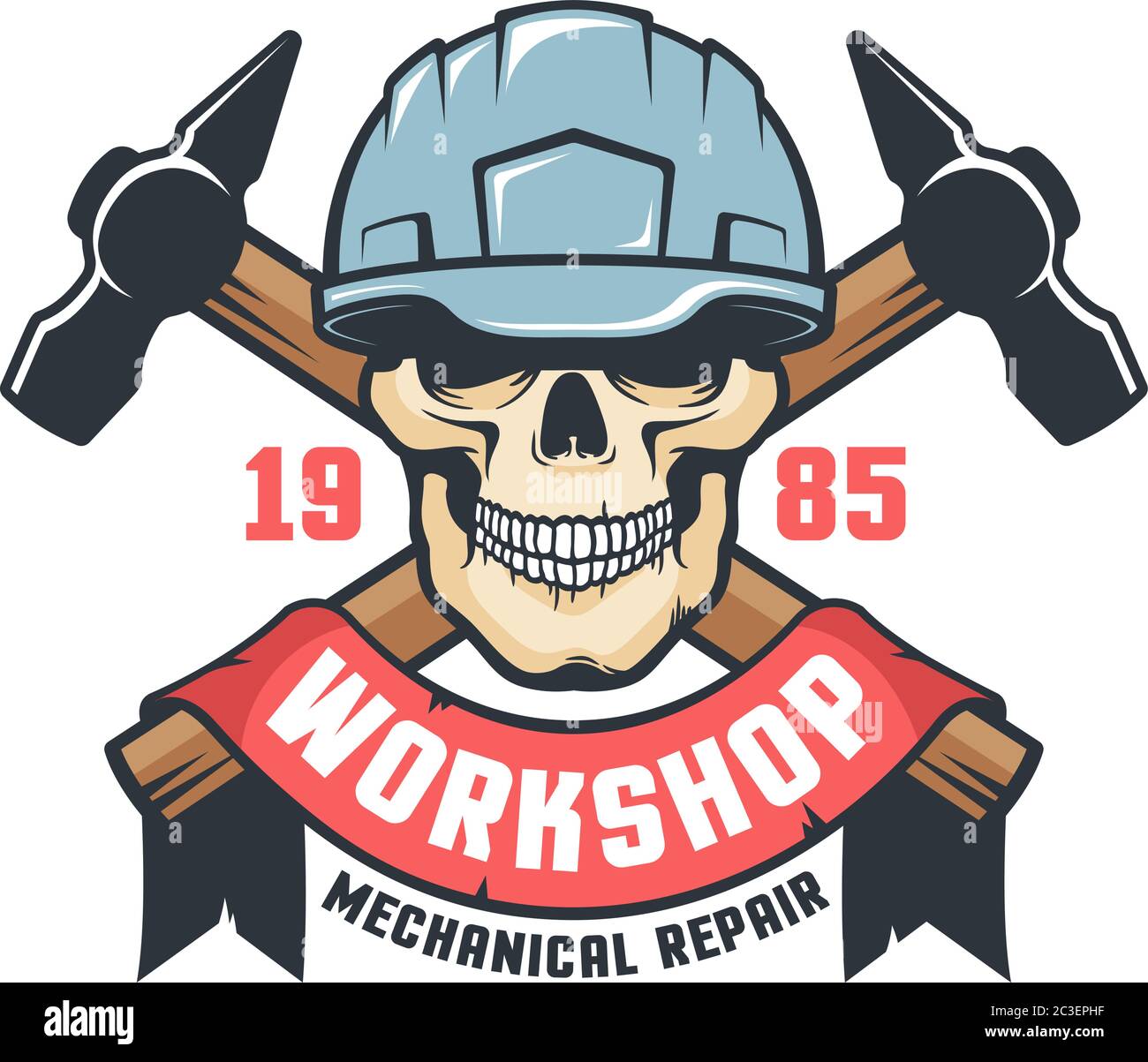 Worker skull in helmet vintage logo Stock Vector Image & Art - Alamy
