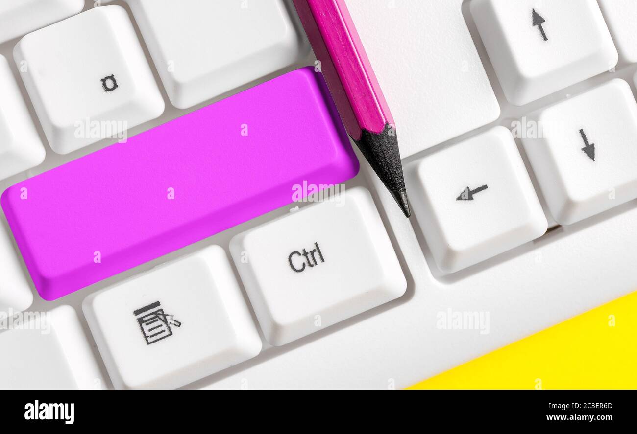 Different Colored Keyboard key With Accessories Arranged On Empty copy ...