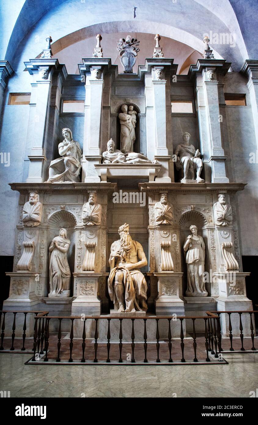 Marble Sculpture of Moses by Michelangelo in the Basilica of San Pietro ...