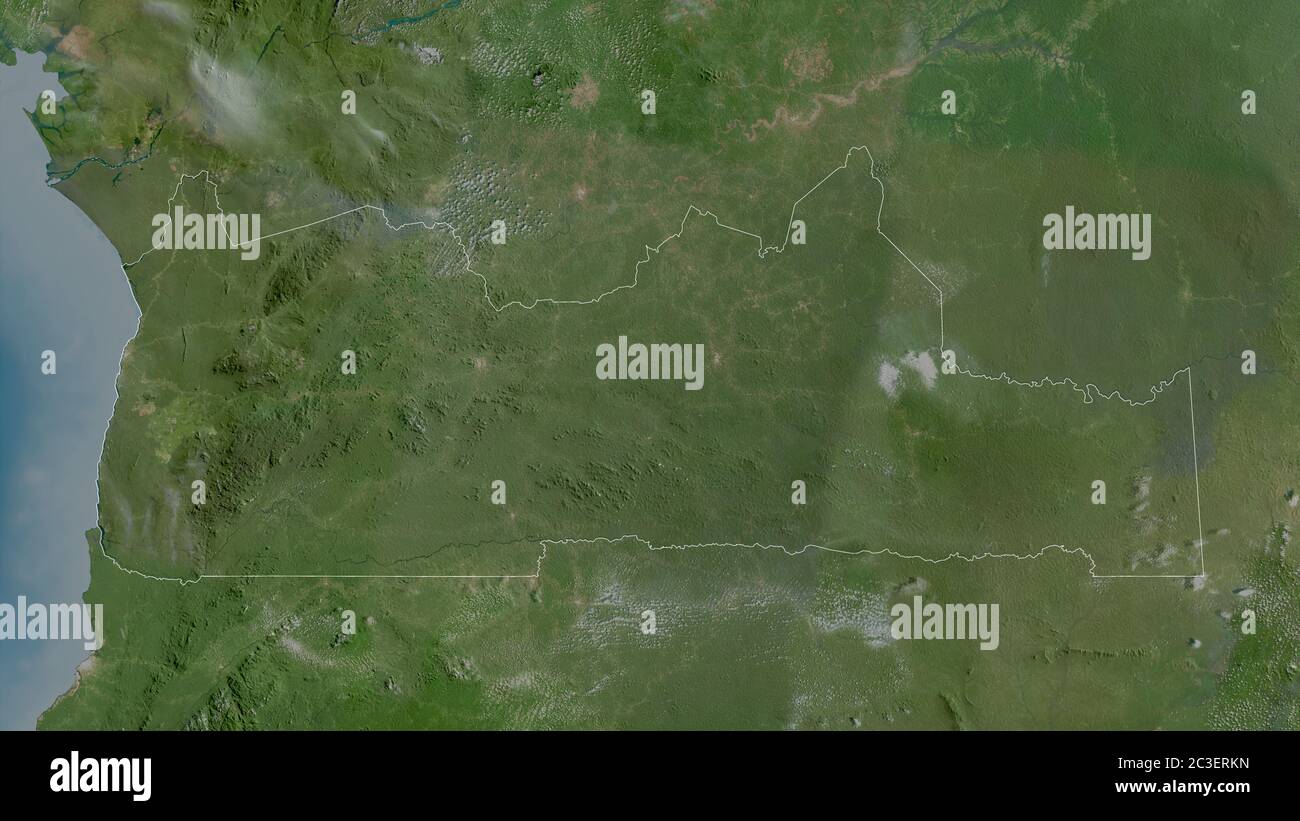Sud, region of Cameroon. Satellite imagery. Shape outlined against its ...