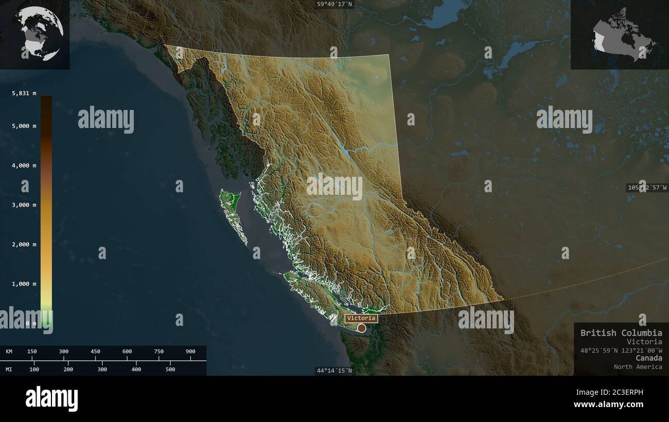 Physical map of british columbia hi-res stock photography and images ...