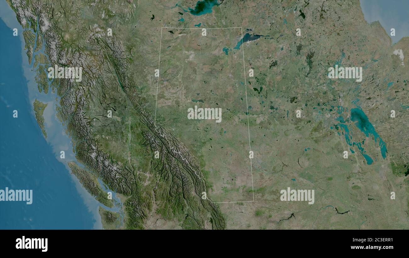 Alberta, province of Canada. Satellite imagery. Shape outlined against ...