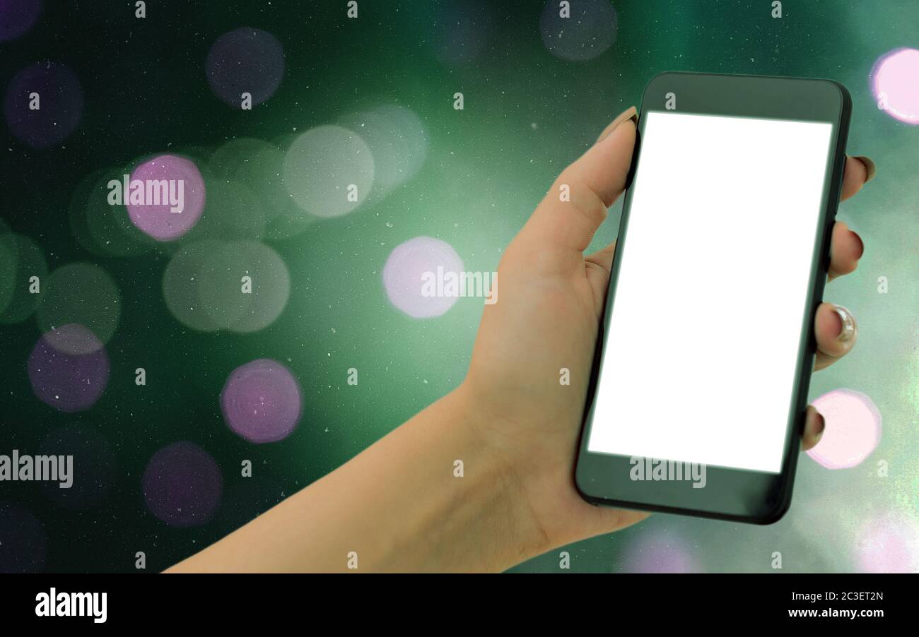 Modern Gadgets With White Display Screen Under Colorful Bokeh ...