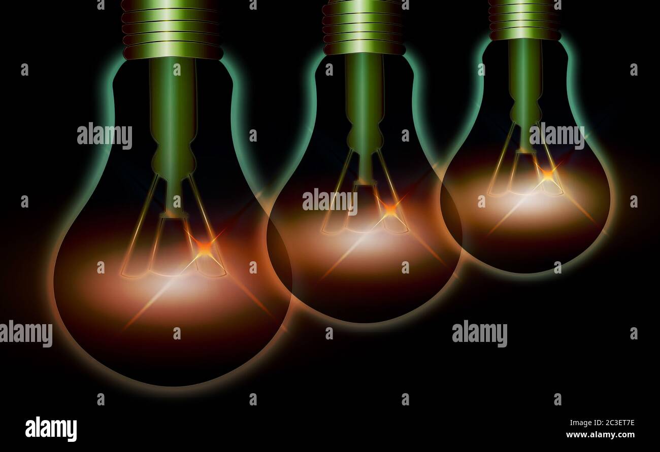 Realistic Colored Vintage Light Bulbs, Idea Sign Solution Thinking ...