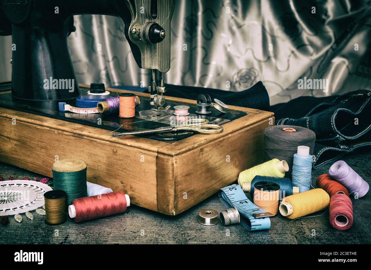 Sewing concept, sewing machine Stock Photo - Alamy