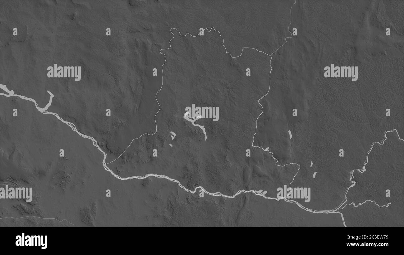 Basse-Kotto, prefecture of Central African Republic. Grayscaled map ...