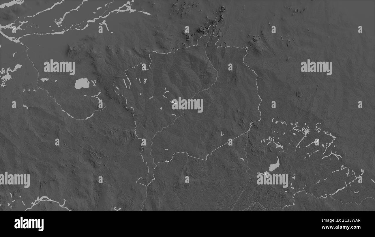 Haute-Kotto, prefecture of Central African Republic. Grayscaled map ...