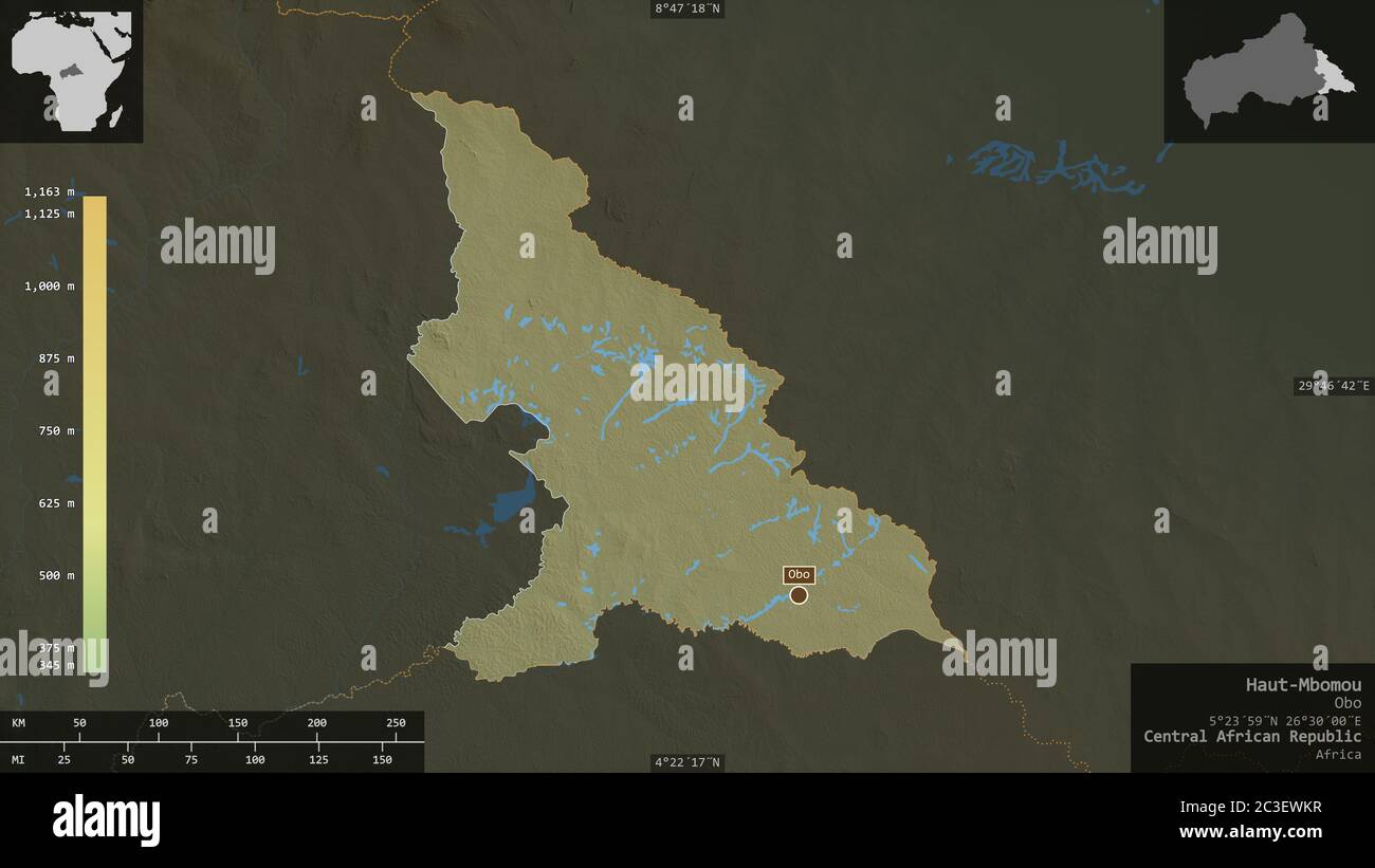 Haut-Mbomou, prefecture of Central African Republic. Colored shader ...