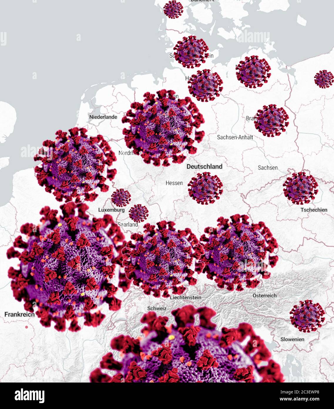 Map with the spread of the corona virus in Germany, Covid–19, Corona ...