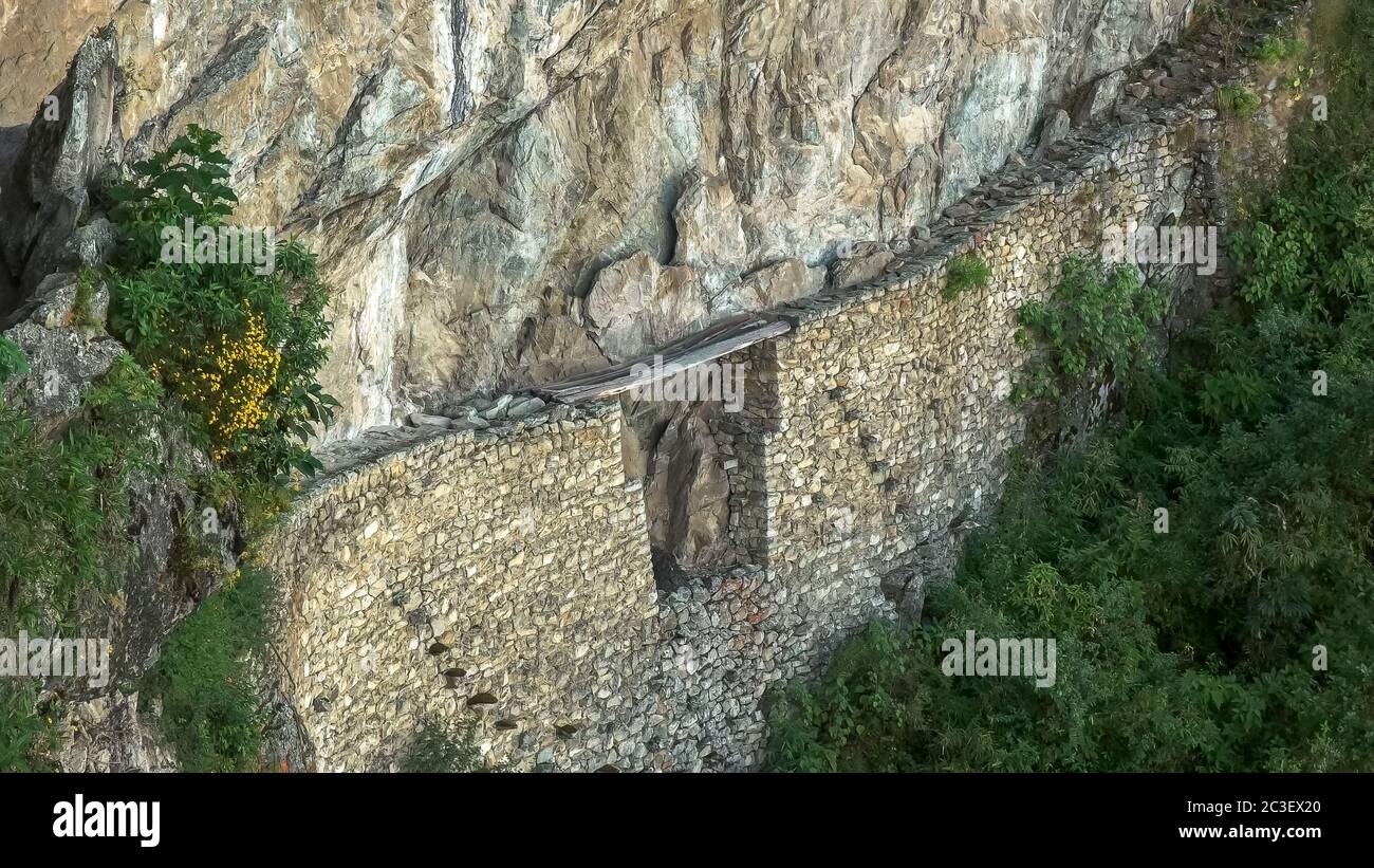 the amazing incan bridge at machu picchu Stock Photo - Alamy