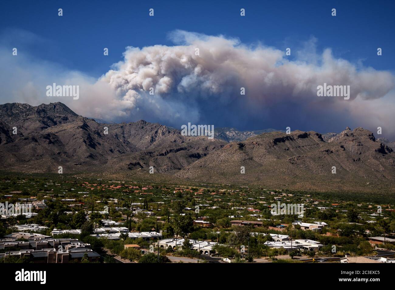 Smoke from the Bighorn Fire, burning in the Santa Catalina Mountains ...